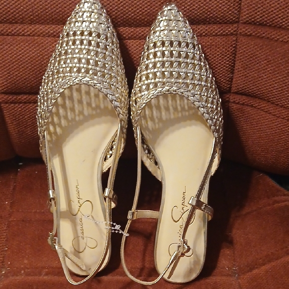 Jessica Simpson | Shoes | Jessica Simpson Metallic Gold Flats | Poshmark